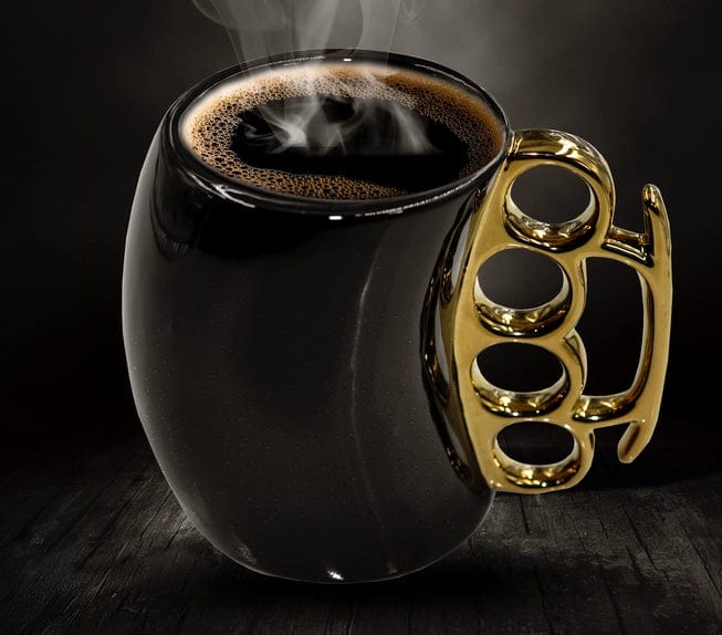 Brass Knuckle Mug, Black and Gold – Man Up